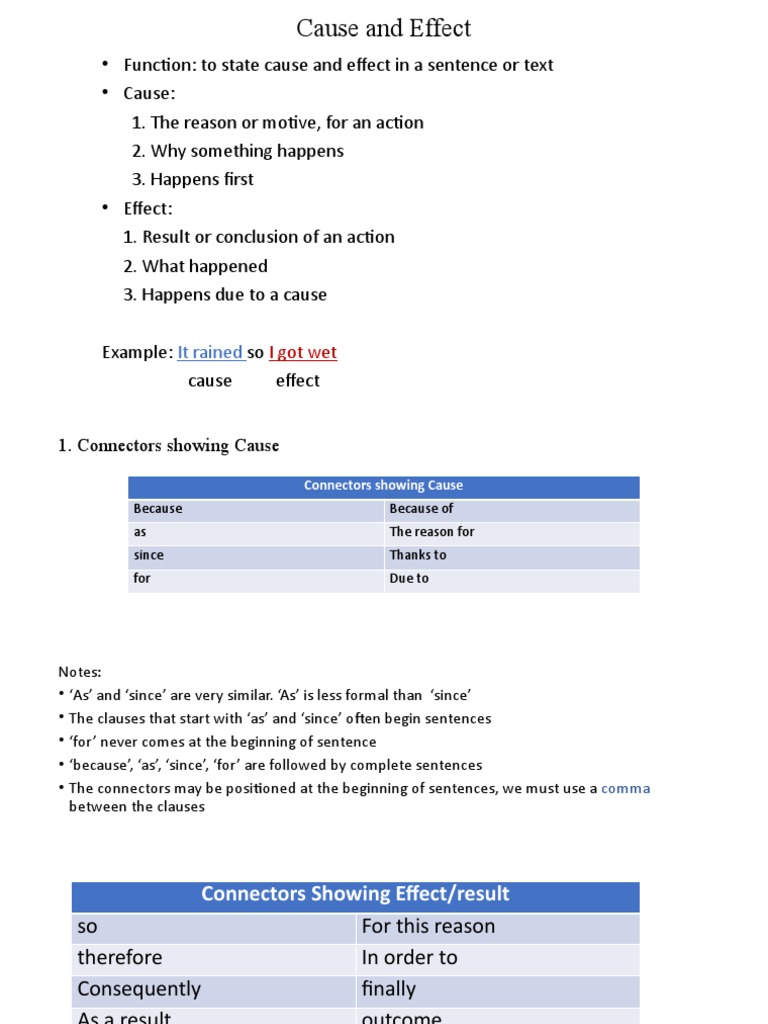 Cause and Effect 1 | PDF | Sentence (Linguistics) | Clause