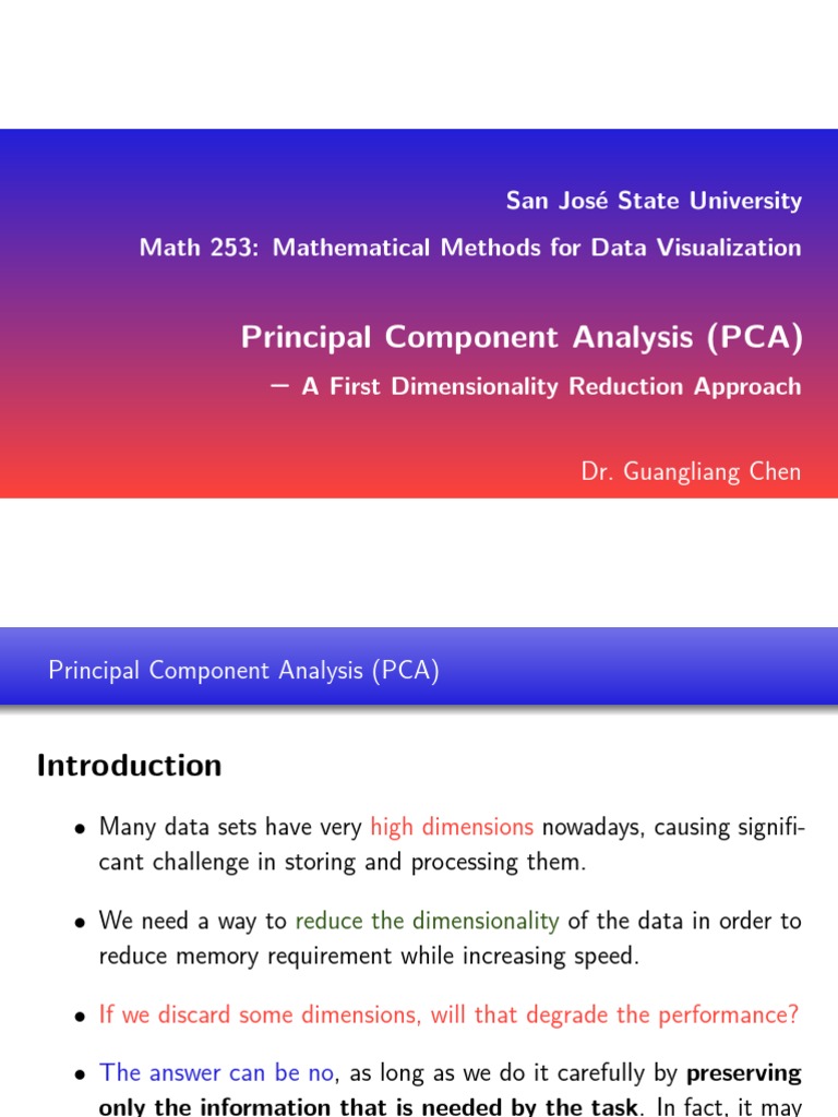Principal Component Analysis (PCA) - : San José State University Math ...