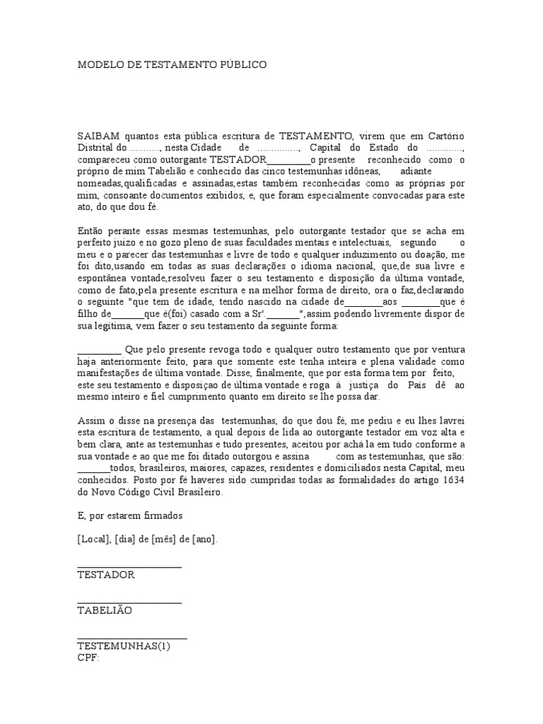 Testamento Publico Modelo