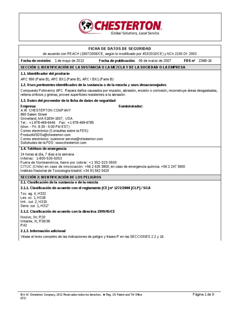 Chesterton Arc Bx1 (Parte B) Actualizada Al 01 Mayo 2013 | PDF | Agua ...