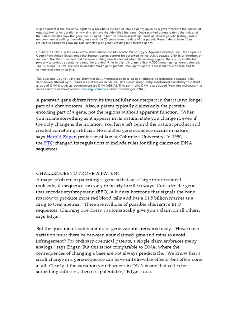 Understanding Gene Patents and Their Impact | PDF | Gene | Genetics