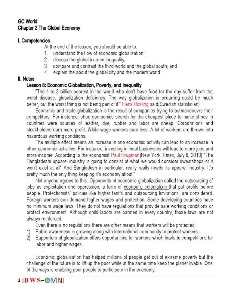 Lesson 3 Gcworld | PDF | Wealth | Poverty & Homelessness