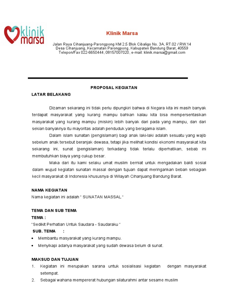 Proposal Sunatan Massal | PDF