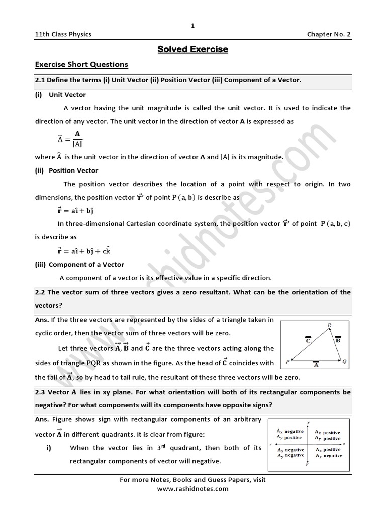 Chapter No. 2 (Solved Exercise) | PDF | Euclidean Vector | Torque