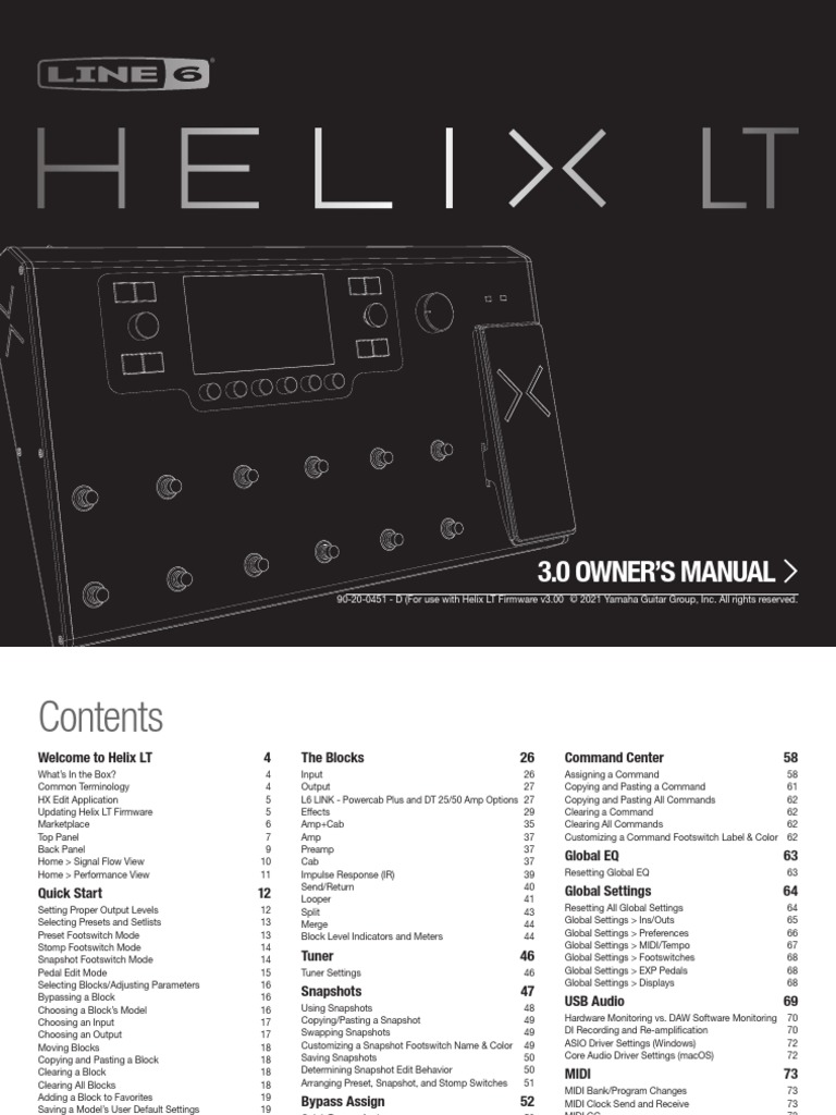 Line 6 Helix LT v3.0 Owner's Manual - Rev D, English | PDF ...
