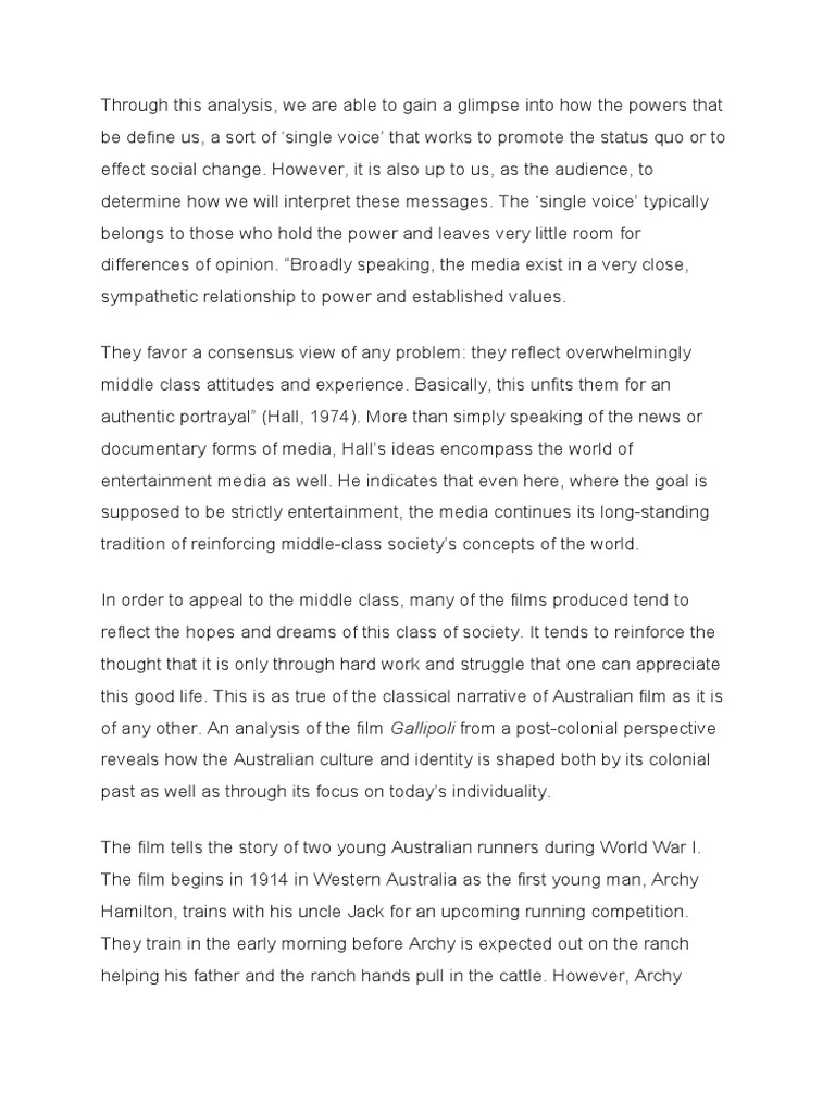 Gallipoli Film Analysis and Themes | PDF | Narrative