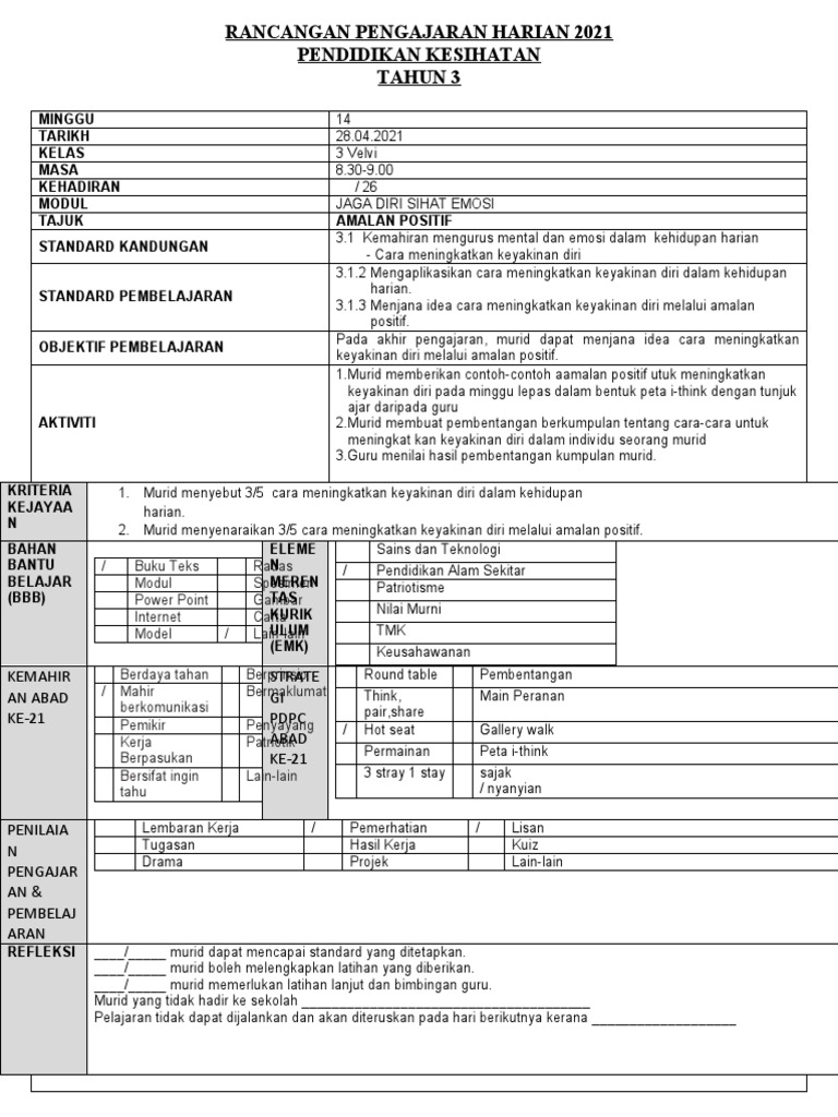 RPH PK Minggu 14 | PDF