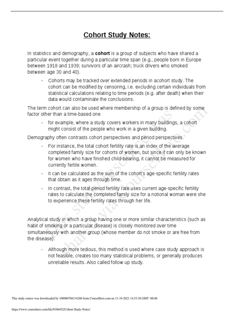 An Overview of Cohort Study Designs and Their Application in ...