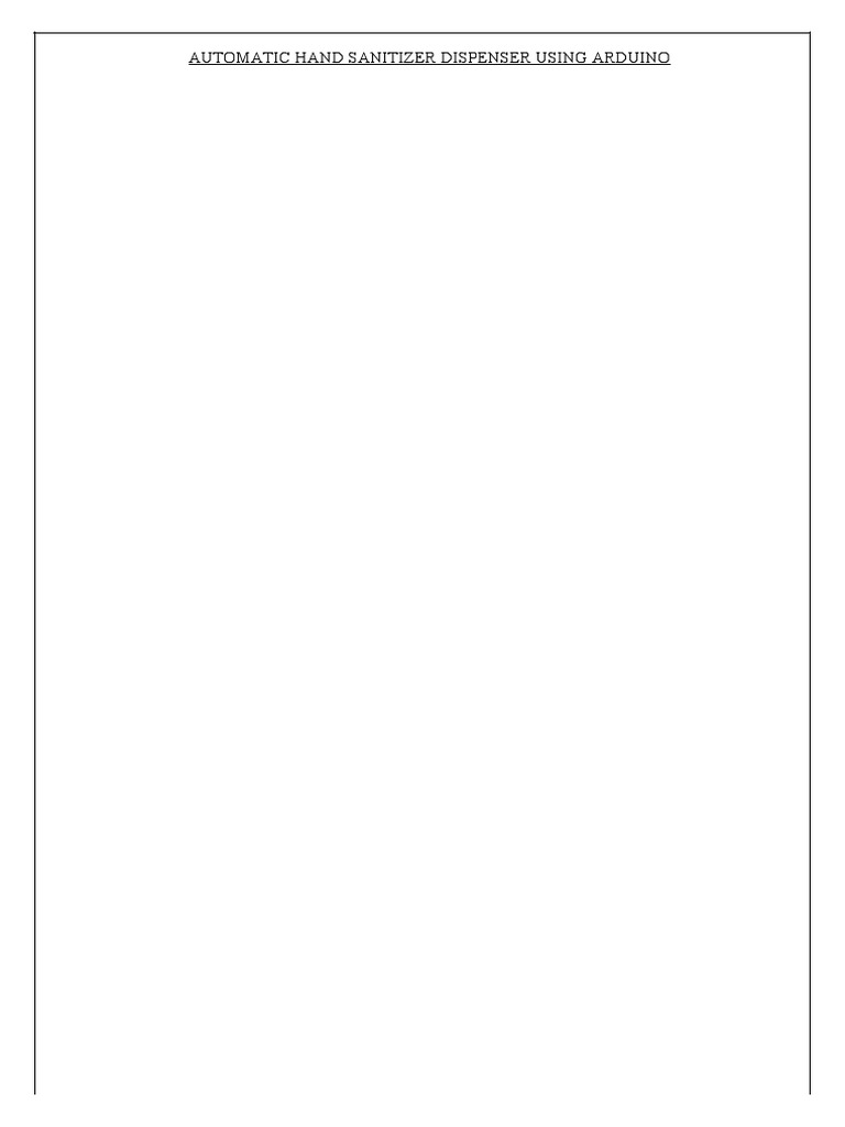 Automatic Hand Sanitizer Dispenser Using Arduino | PDF | Hand Washing ...