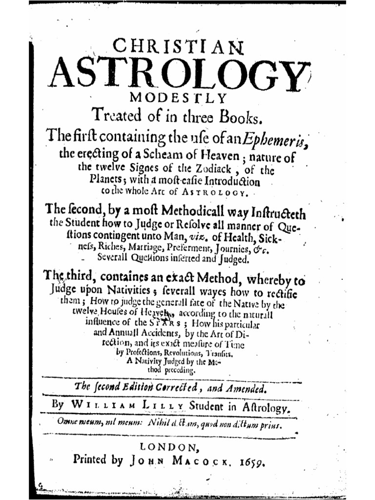 William Lilly Christian Astrology 3 Books PDF Free | PDF