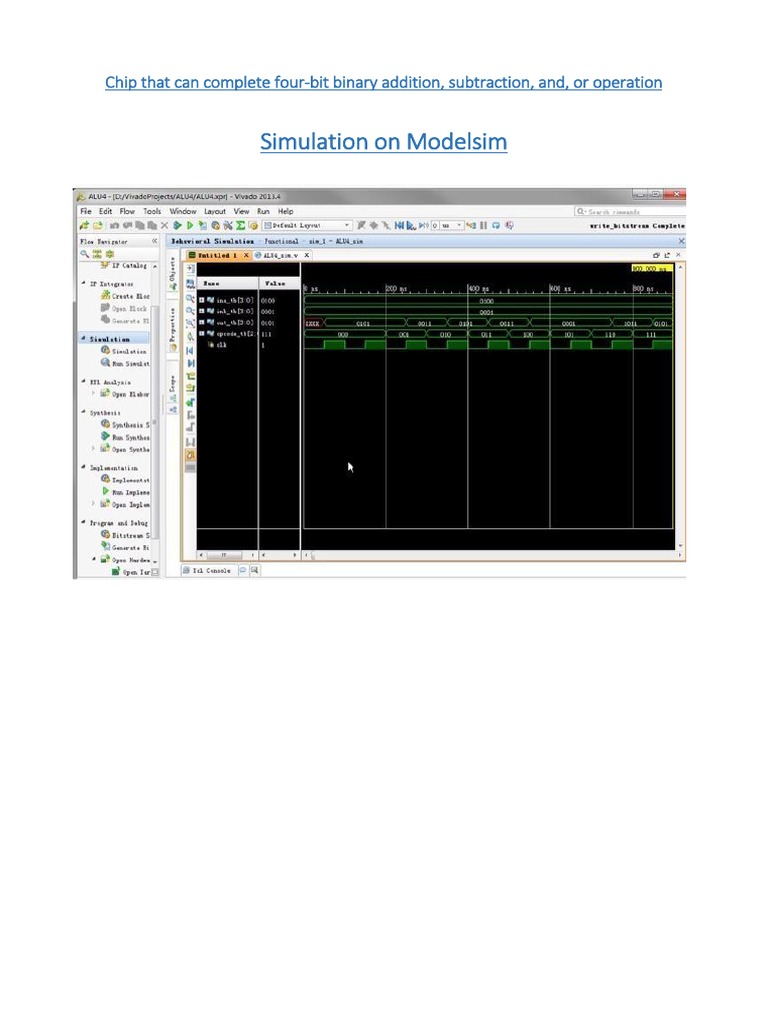 Modelsim Simulation Binary Arithmetic Operation | PDF | Computers | Technology & Engineering