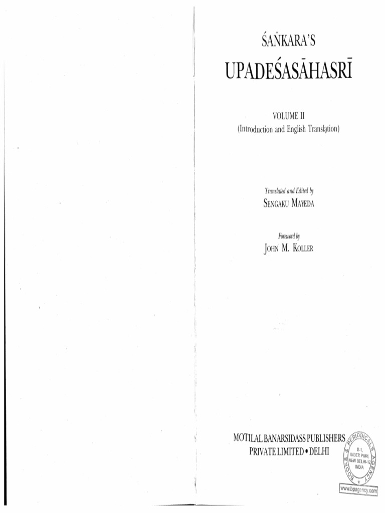 Sengaku Mayeda - Sankara's Upadesasahasri. 2-Motilal Banarsidass (2006 ...