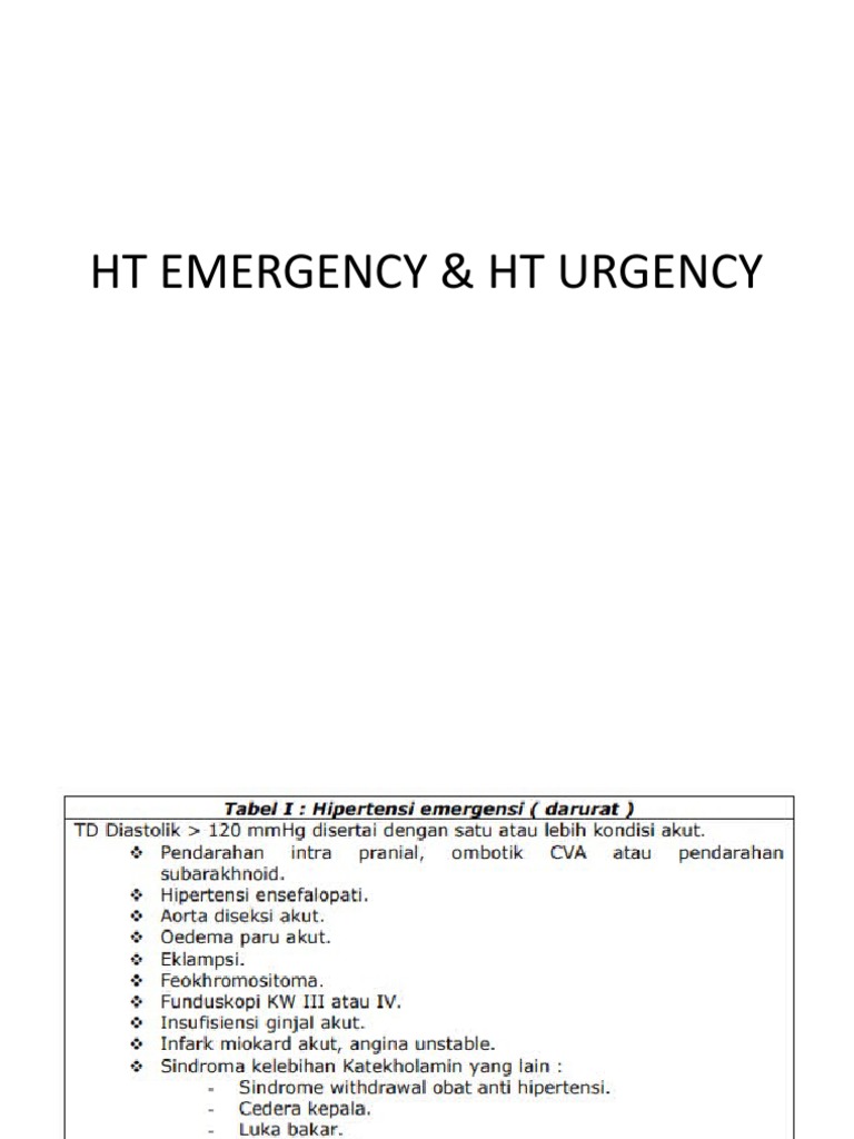 HT Emergency & HT Urgency | PDF