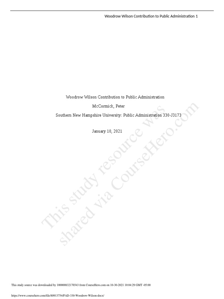 PAD 330 Woodrow Wilson | PDF