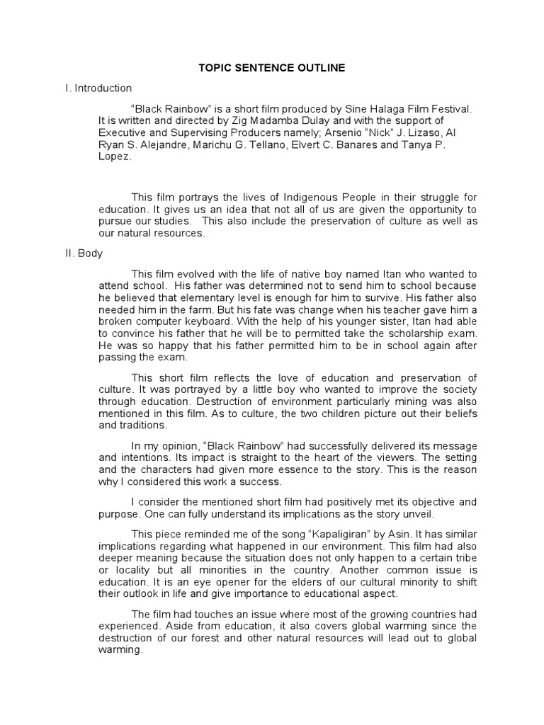 ACTIVITY 4 Topic Outline Sentence | PDF