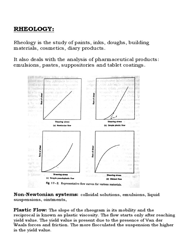 Rheology:: Non-Newtonian Systems: Plastic Flow | PDF | Shear Stress ...