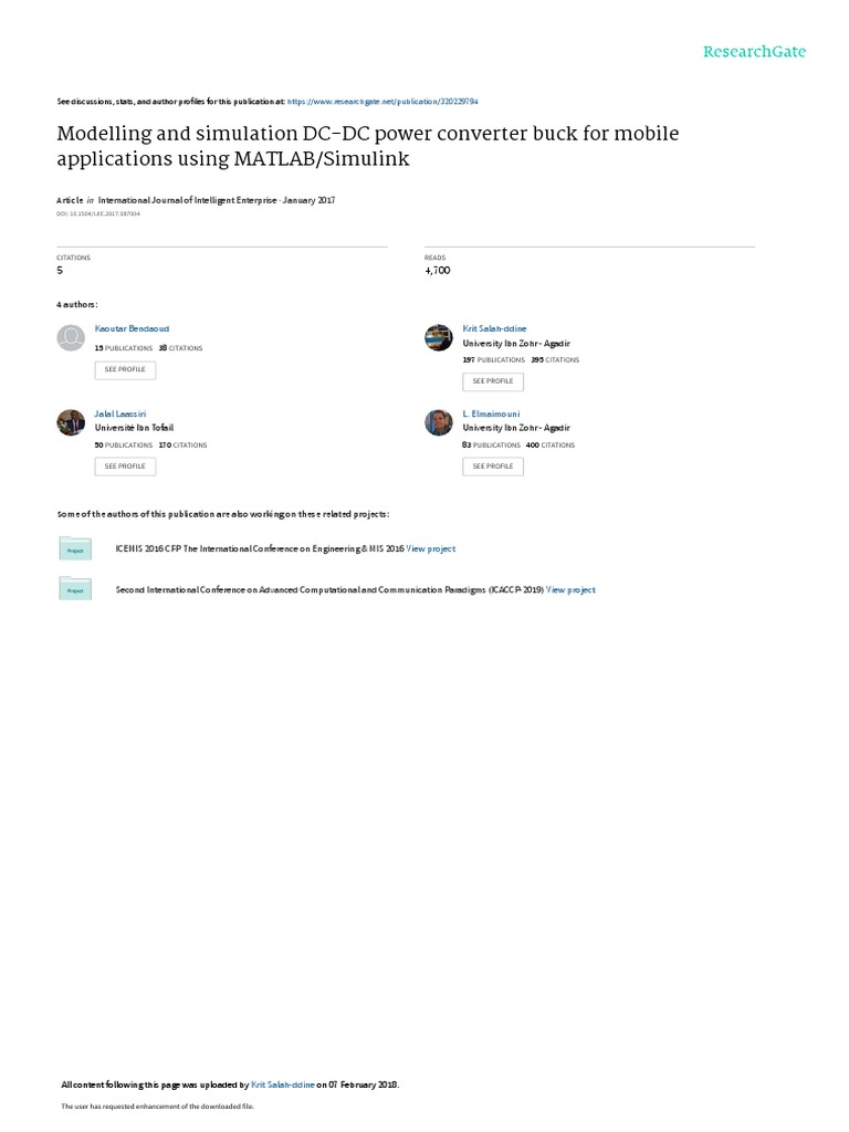 Modelling and Simulation DC-DC Power Converter Buck For Mobile Applications Using MATLAB ...