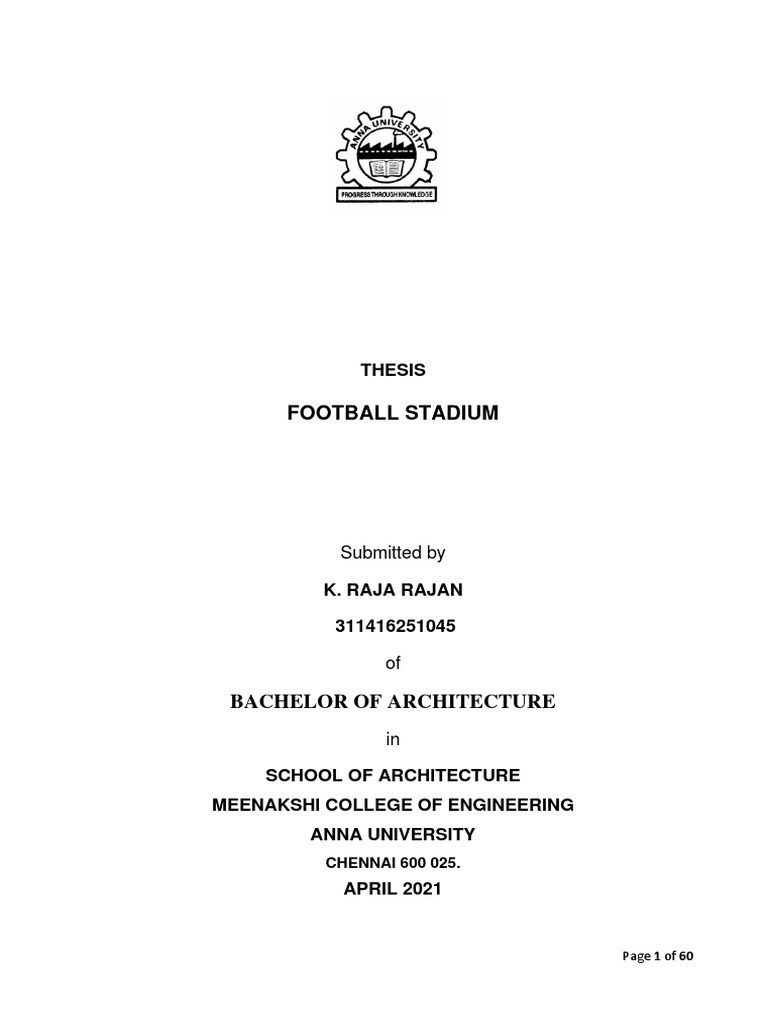 Football Stadium: Thesis | PDF | Tamil Nadu | Thesis