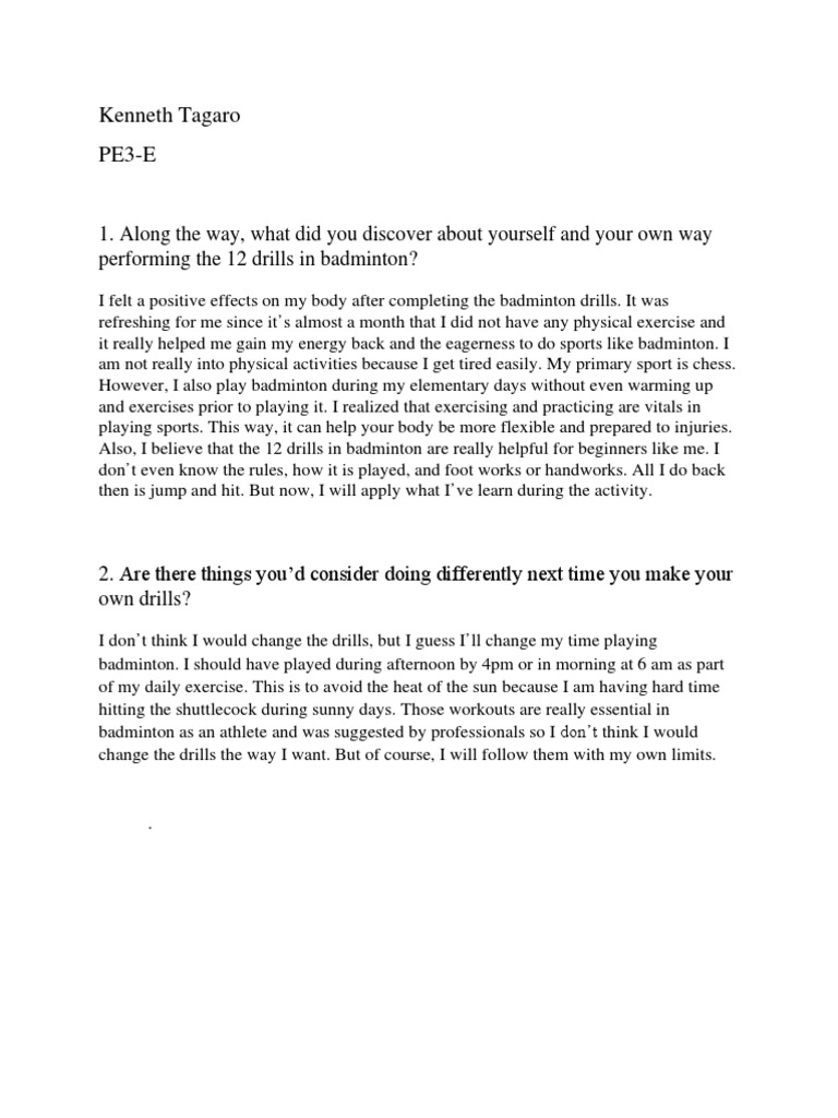 Kenneth Tagaro PE3-E | PDF | Self-Improvement