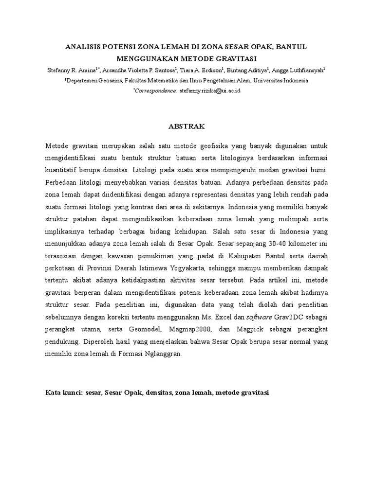 Kelompok 8 - Analisis Potensi Zona Lemah Di Zona Sesar Opak, Bantul ...