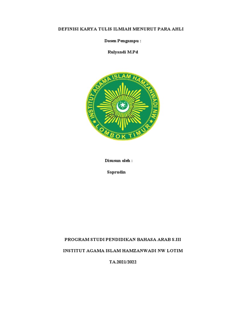 Definisi Karya Tulis Ilmiah Menurut para Ahli Saprudin | PDF