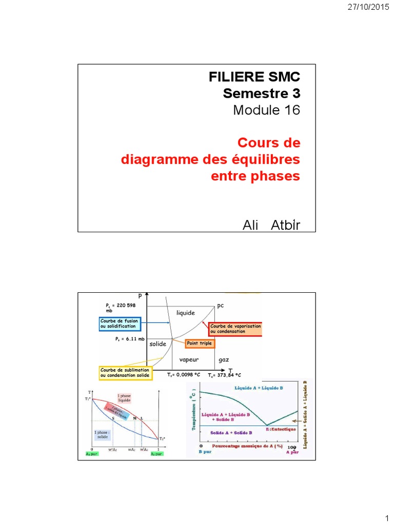 Support de Cours de Diagramme de Phases SMC3 | PDF | Alliage | Solidification