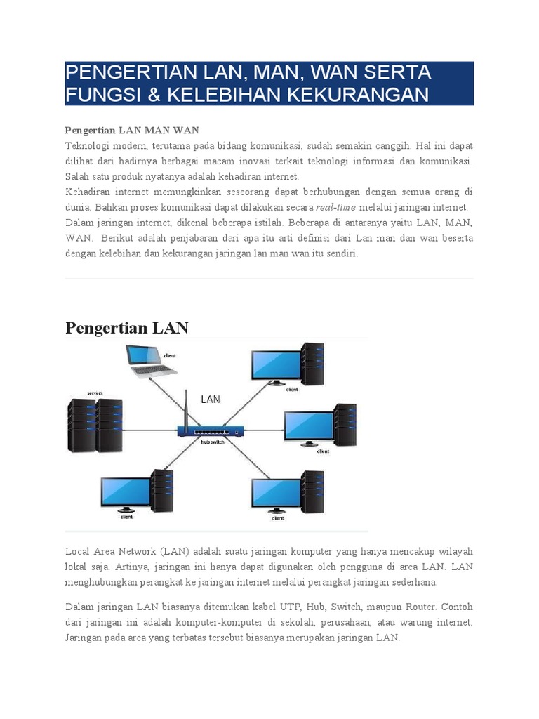 Pengertian LAN, MAN, dan WAN | PDF | Teknologi & Rekayasa