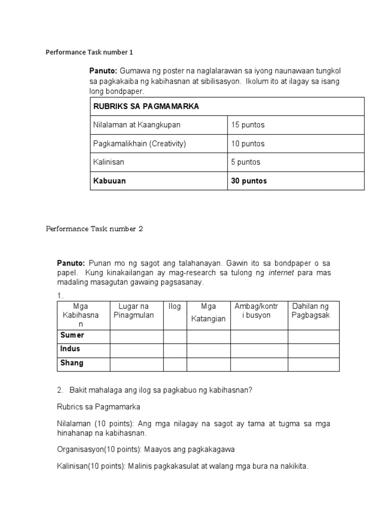 Performance Task Second Quarter | PDF