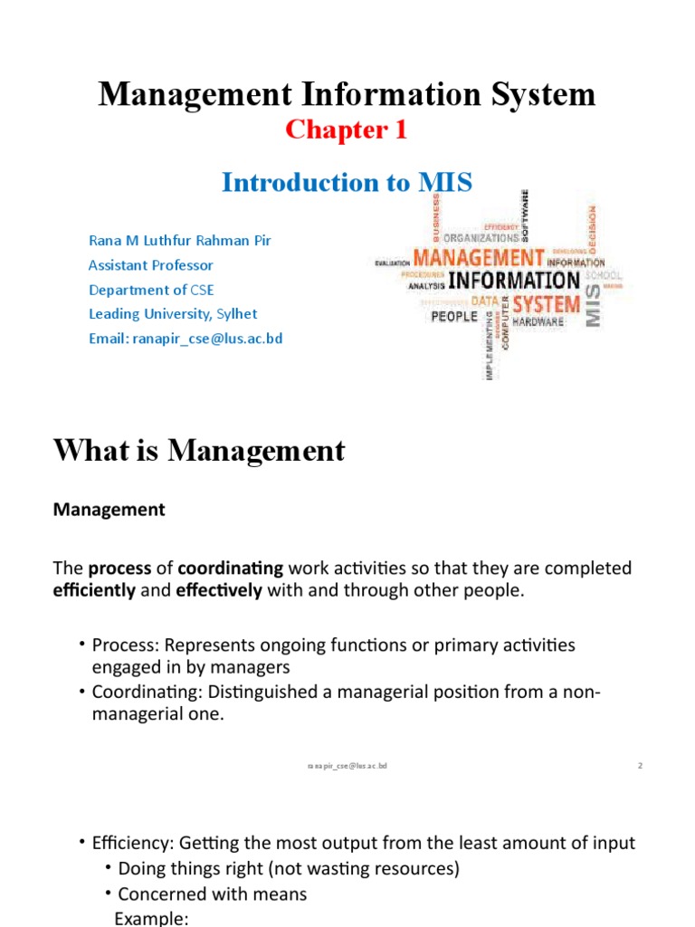Chapter 1 Introduction To MIS | Download Free PDF | System | Information