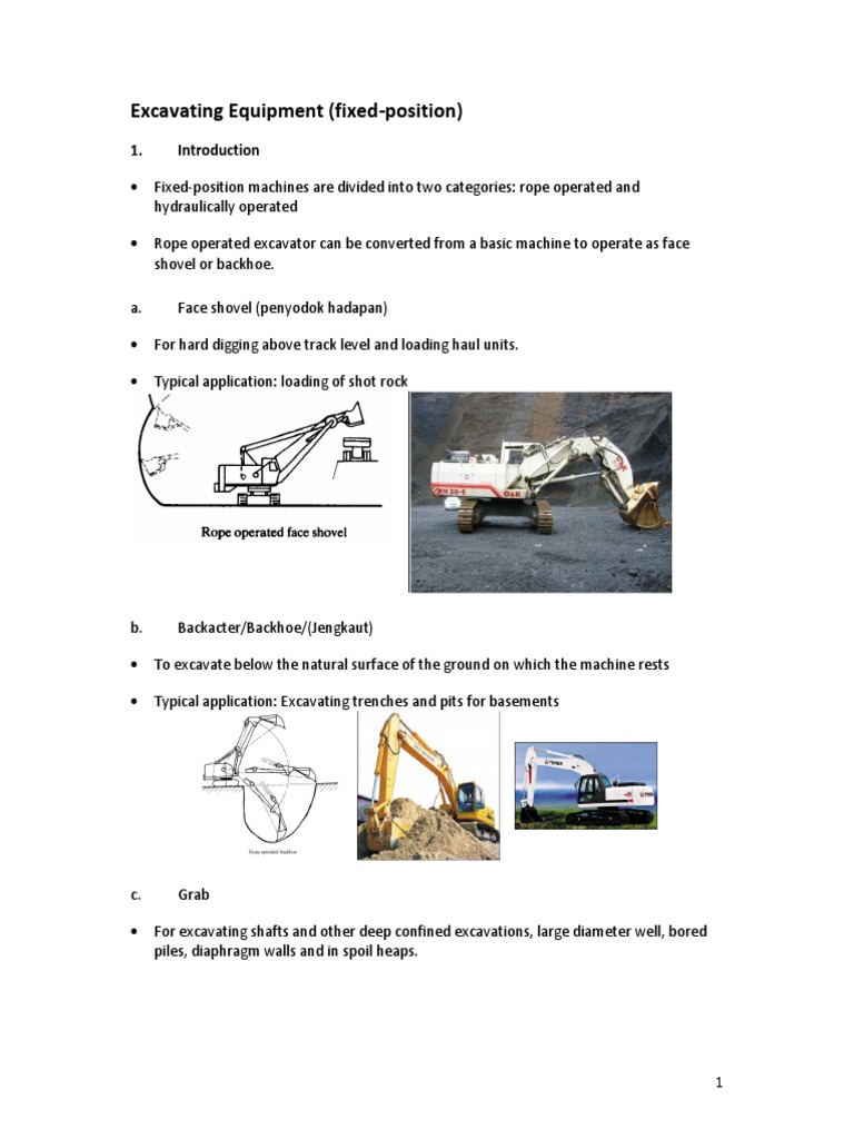 Excavating Equipment (Fixed-Position) | PDF