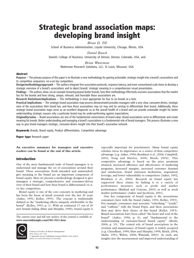 Strategic Brand Association Maps | PDF | Brand | Competitive Advantage