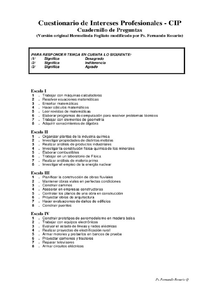 CIP Test Manual de Correccion | PDF