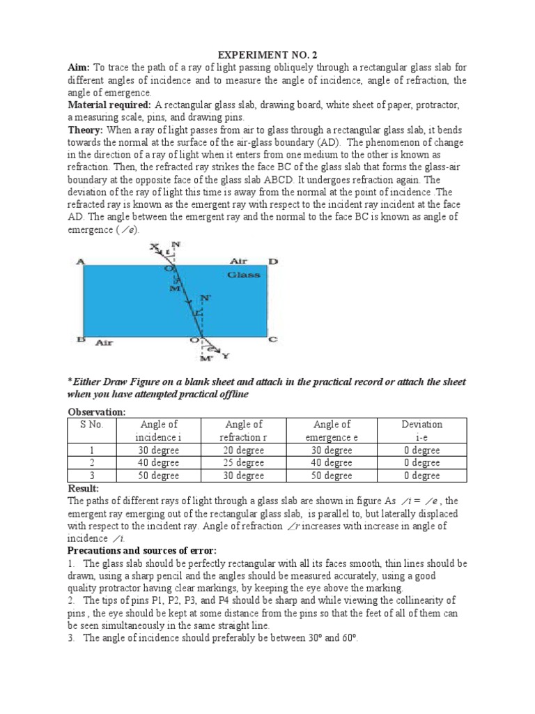 Practical Glass Slab | PDF | Refraction | Physical Chemistry