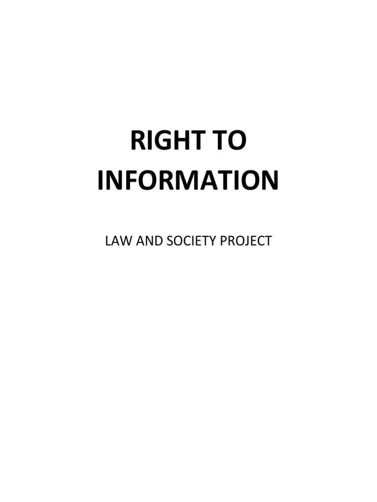 Right To Information | PDF | Freedom Of Information Laws By Country ...