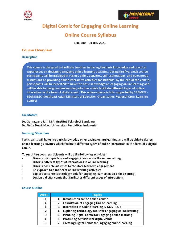Syllabus Digital Comic | PDF | Educational Technology | Learning