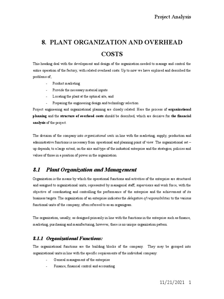CH 8 Plant Organization | PDF | Depreciation | Cost