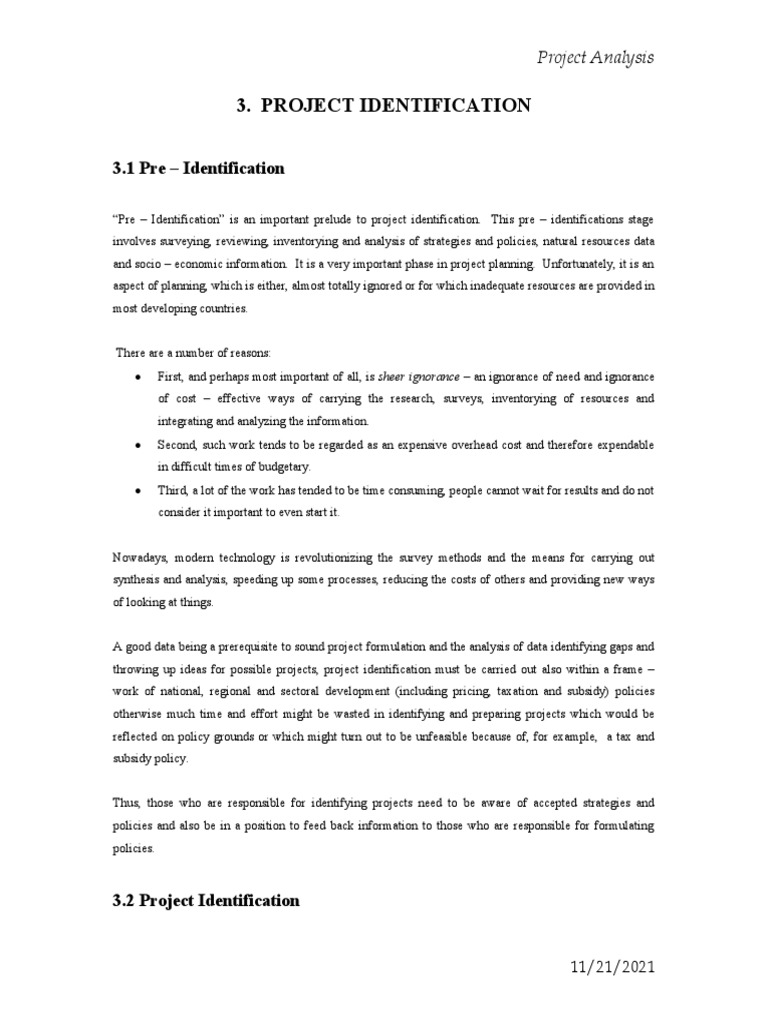 CH 3 Project Identification | PDF | Financial Analyst | Economics