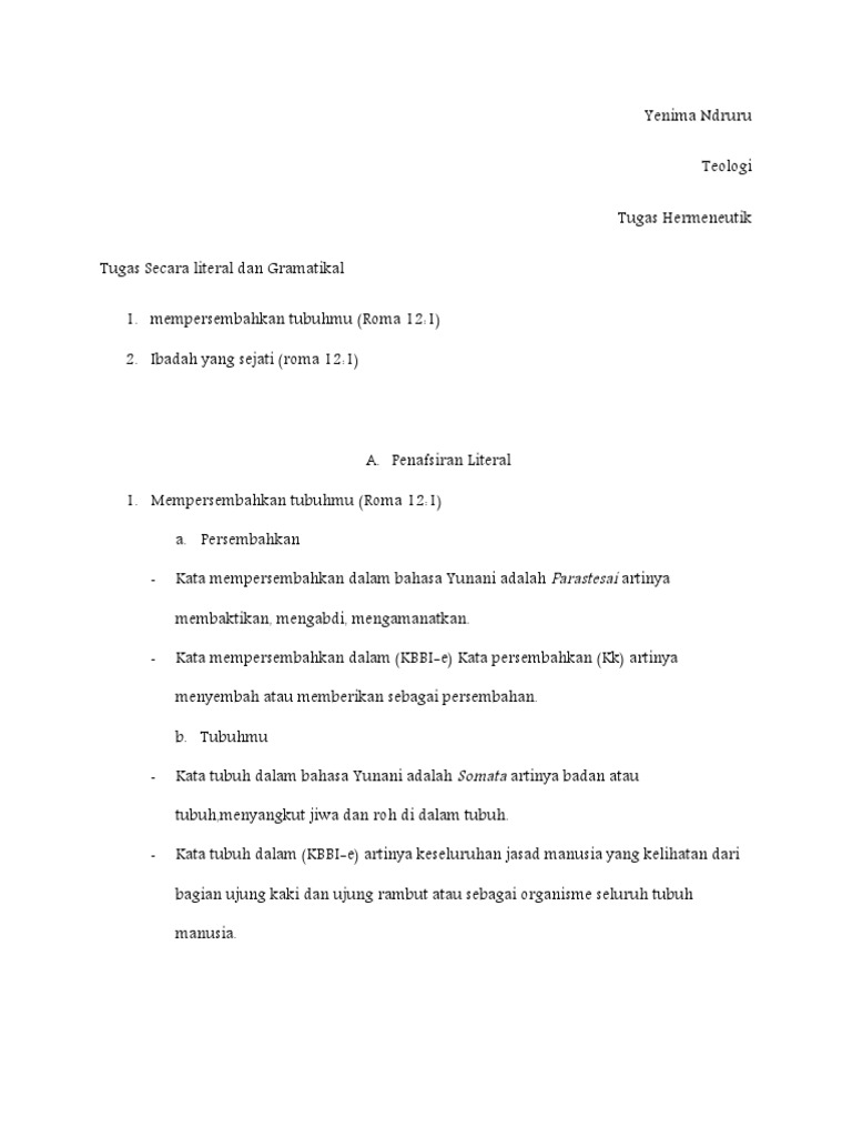 Tafsiran Roma 12 | PDF | Filsafat | Seni & Disiplin Bahasa