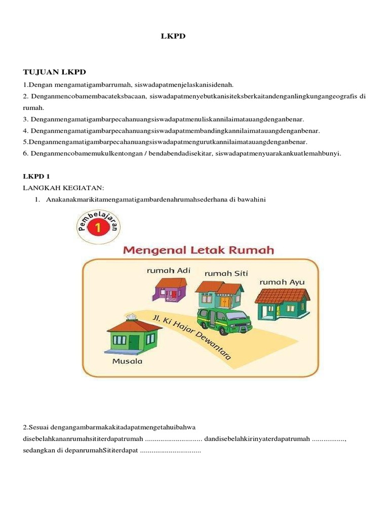 LKPD Denah dan Uang untuk Kelas 1 SD | PDF