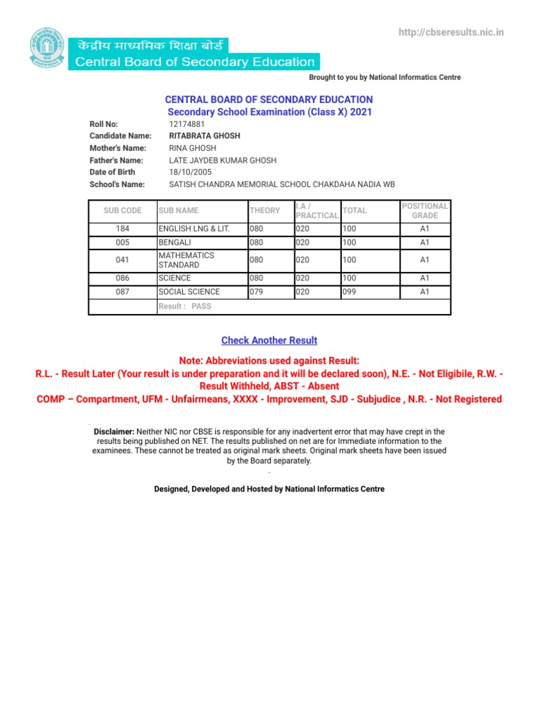 Central Board of Secondary Education Secondary School Examination ...