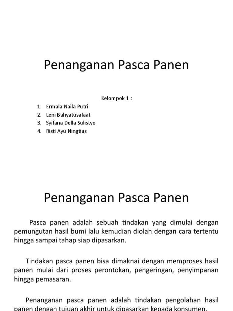 Mentahan PPT Pasca Panen | PDF