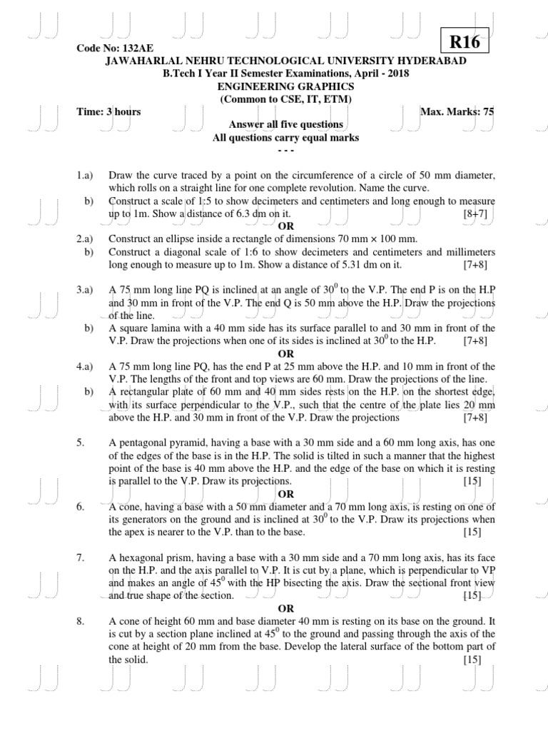 Engineering Graphics Exam Questions | PDF | Geometry | Elementary Geometry