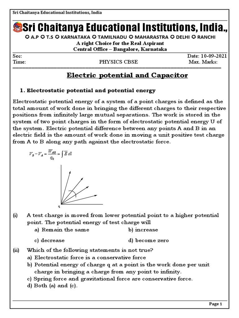 Electric Potential and Capacitance | PDF | Capacitor | Dielectric