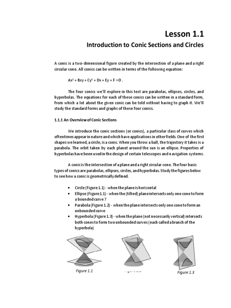 Week 001 Introduction To Conic Sections and Circles | PDF | Ellipse ...