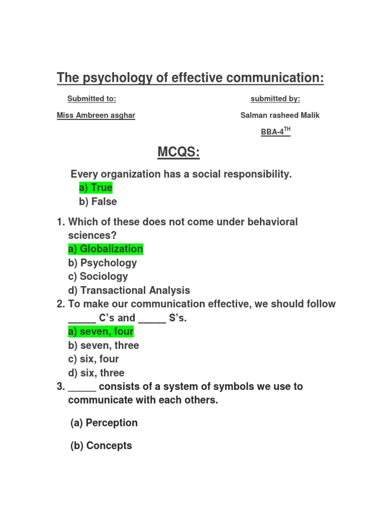 The Psychology of Effective Communication | PDF | Communication ...