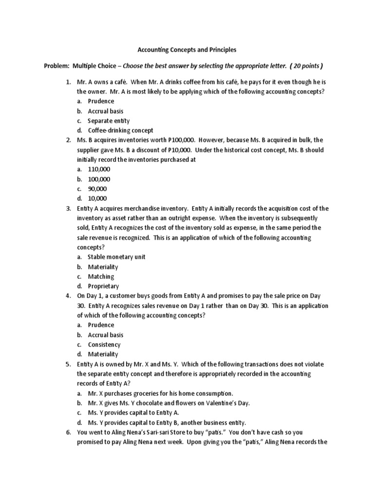 Accounting Concepts and Principles | PDF | Inventory | Historical Cost