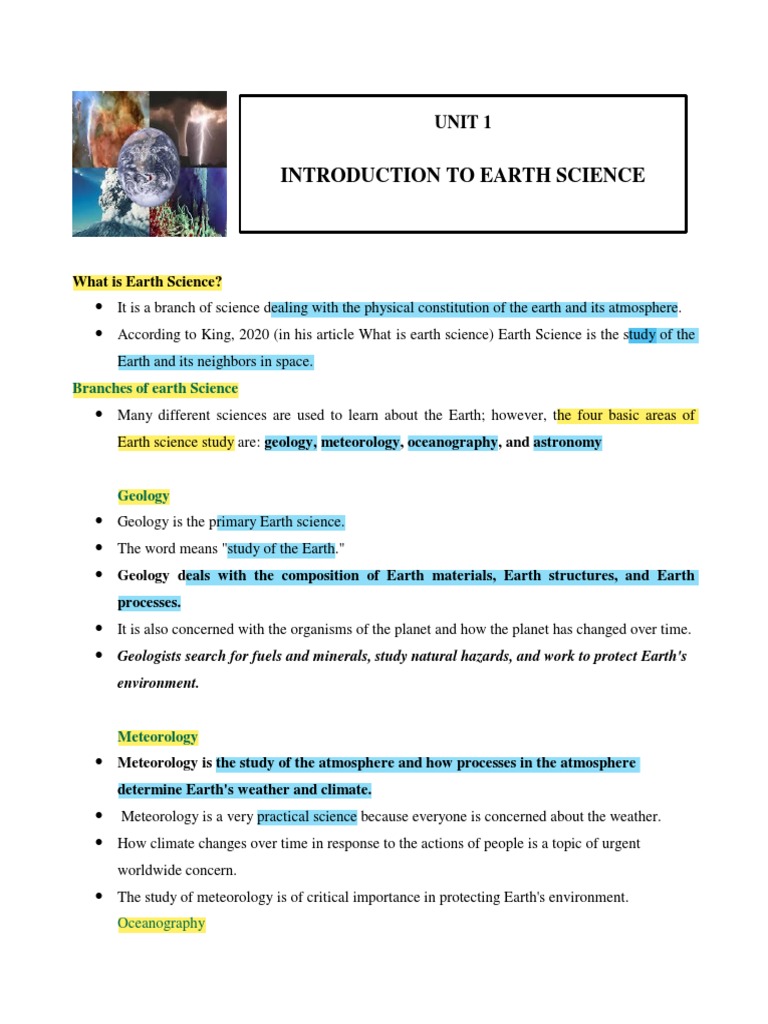 Introduction To Earth Science: Unit 1 | PDF | Planets | Astronomy