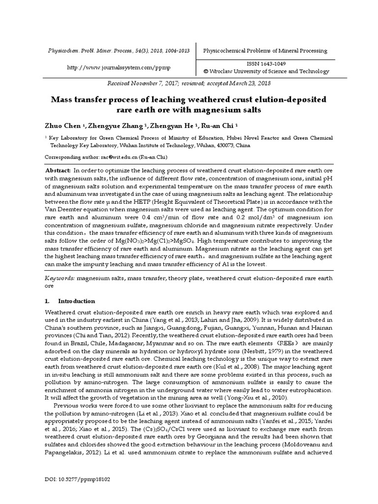 Mass Transfer Process of | PDF | Magnesium | Aluminium