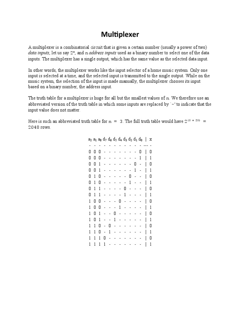 Multiplexer Pdf Computer Engineering Electronics