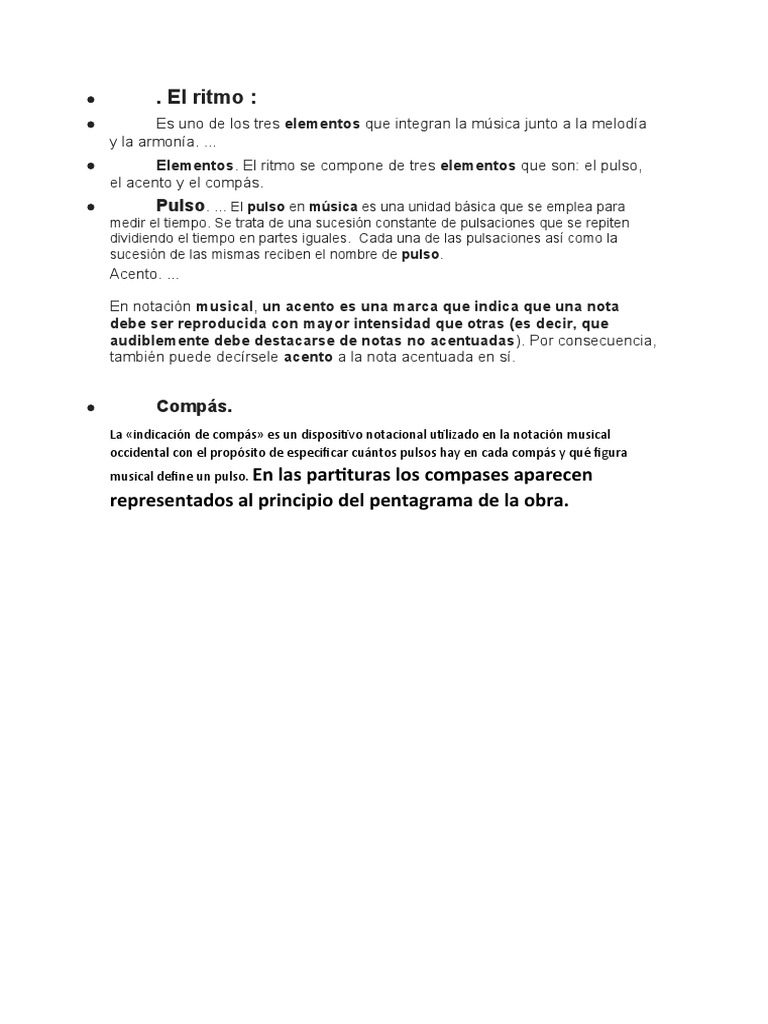 Elementos Ritmicos (Ritmo, Pulso, Acento) | PDF